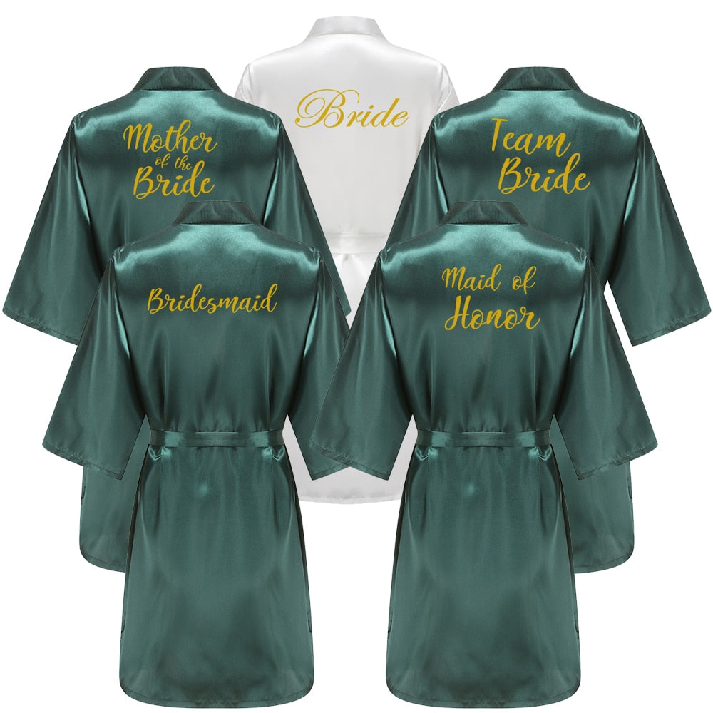 Classy Green Satin Robes For Bridesmaids – BigBeryl